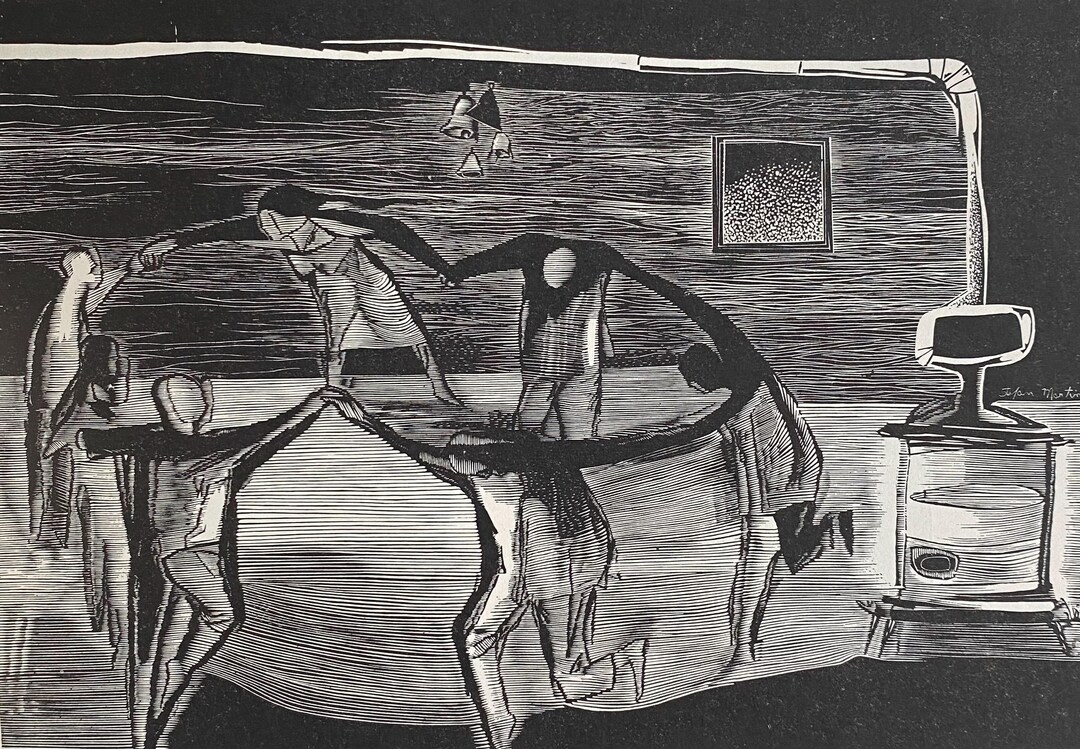 1960 STEFAN MARTIN Wood Engraving 'joyous Dance'. Shenval Press ...