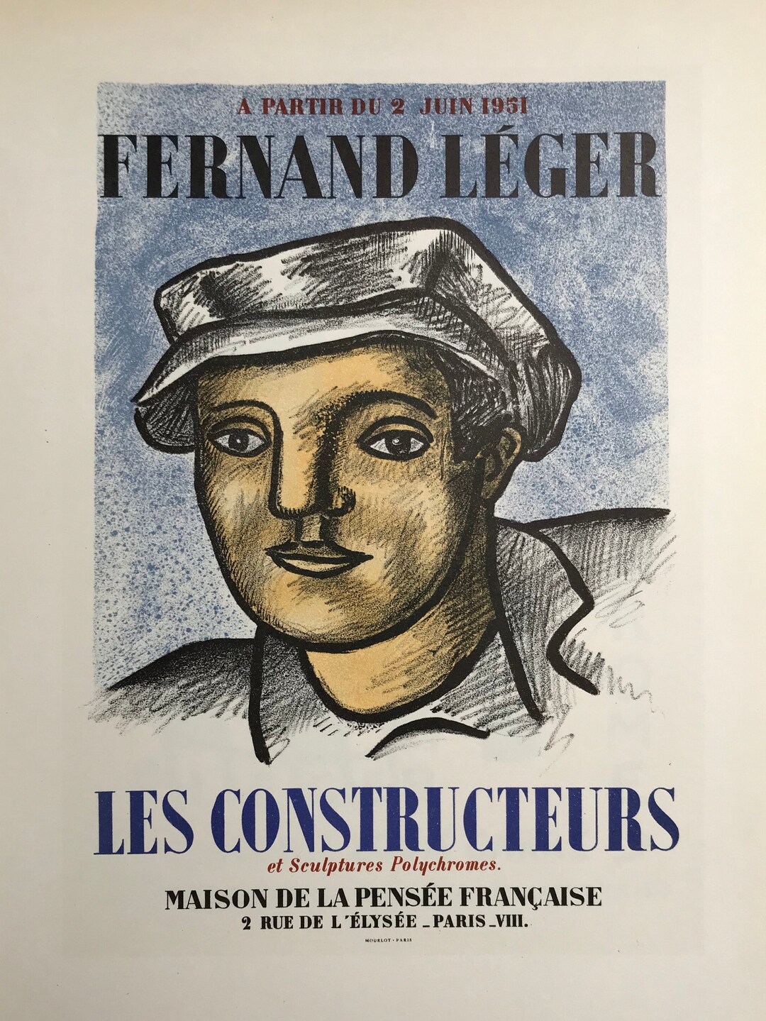 1959 FERNAND LEGER Lithograph Poster 1951 Paris Exhibition. Sheet Size ...