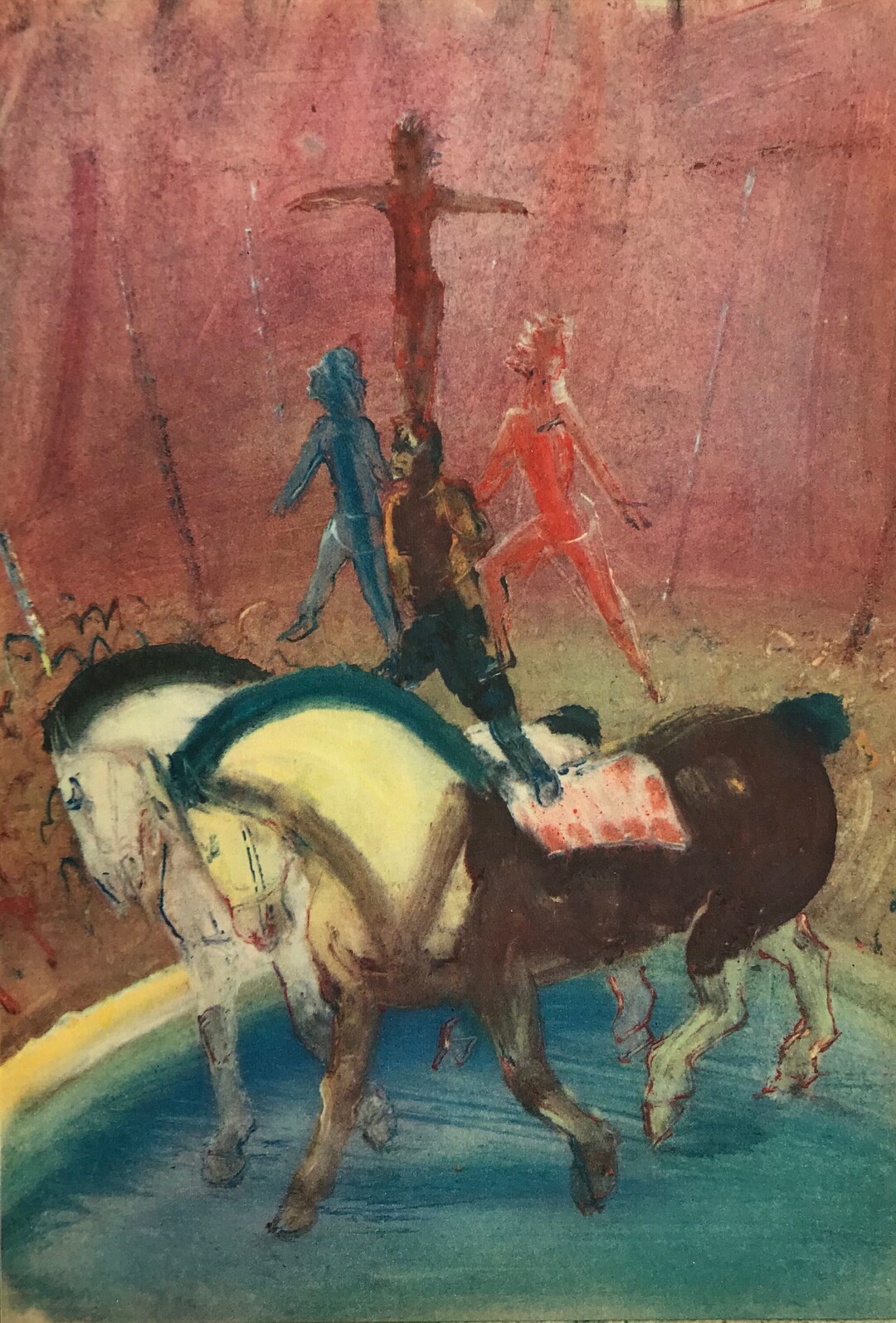 1968 JOSEF HEGENBARTH Circus Lithograph Clowns Acrobats Horses C.10.5x7.25ins.. - Etsy