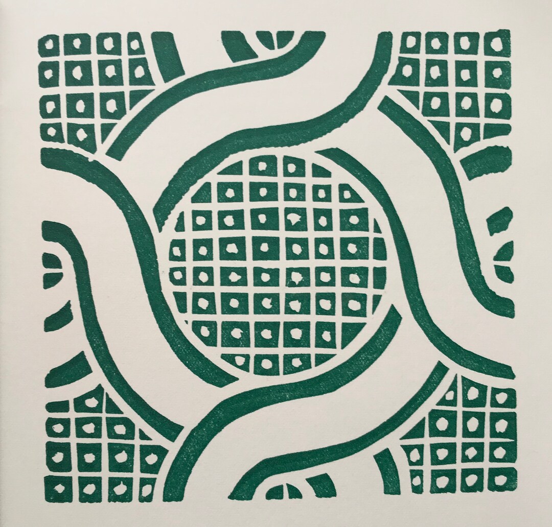 PEGGY ANGUS Linocut of Tile Design Printed From Original Lino. as ...