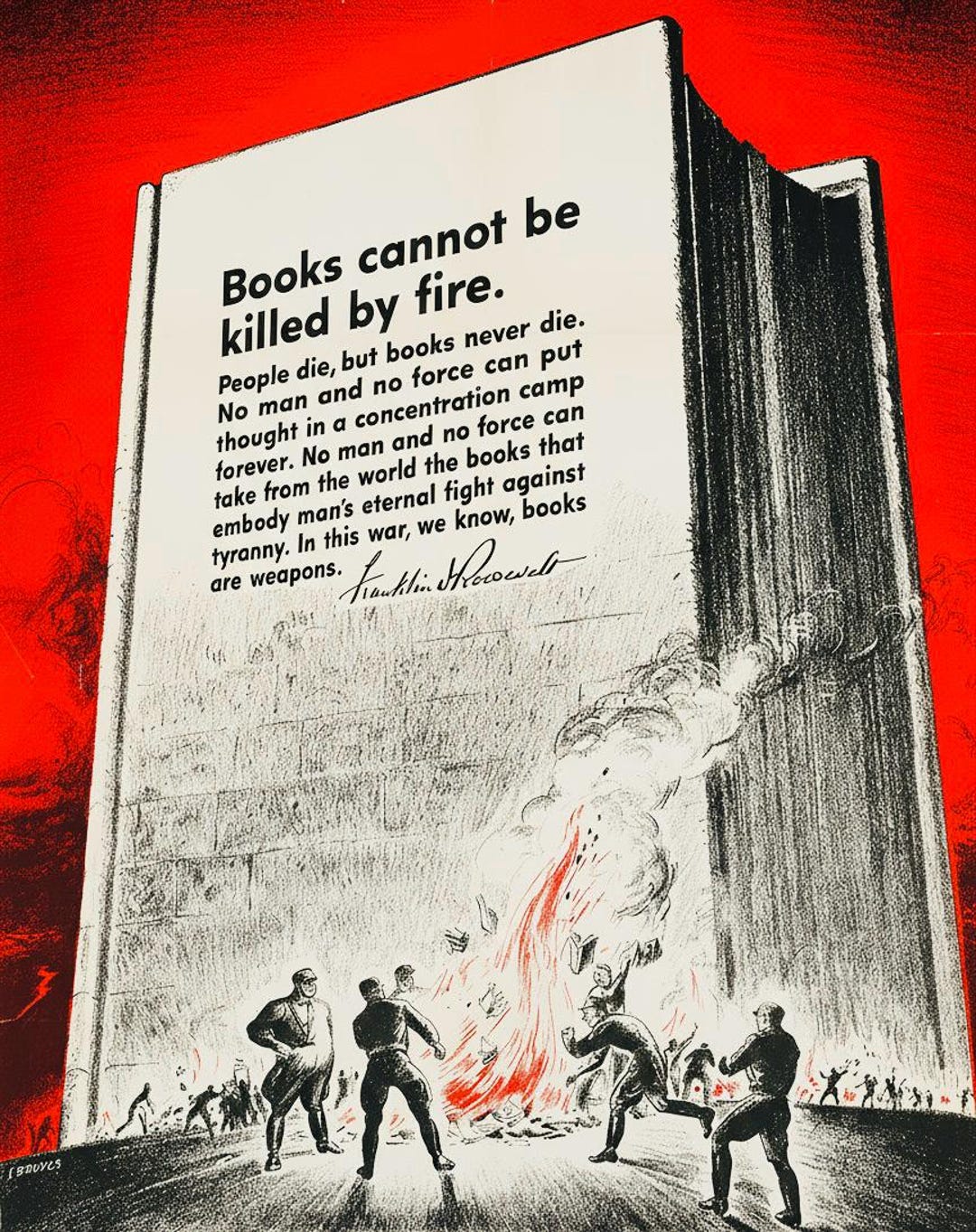 S.BRODER. Detail of Poster: 'books Are Weapons in the War of Ideas ...