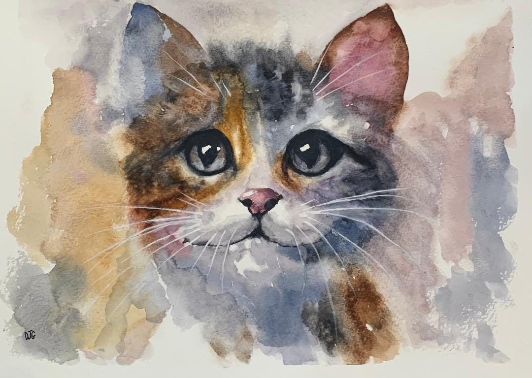 DAVID JOHN GRIST Cat. Print of Watercolour. Printed on 180gsm ...