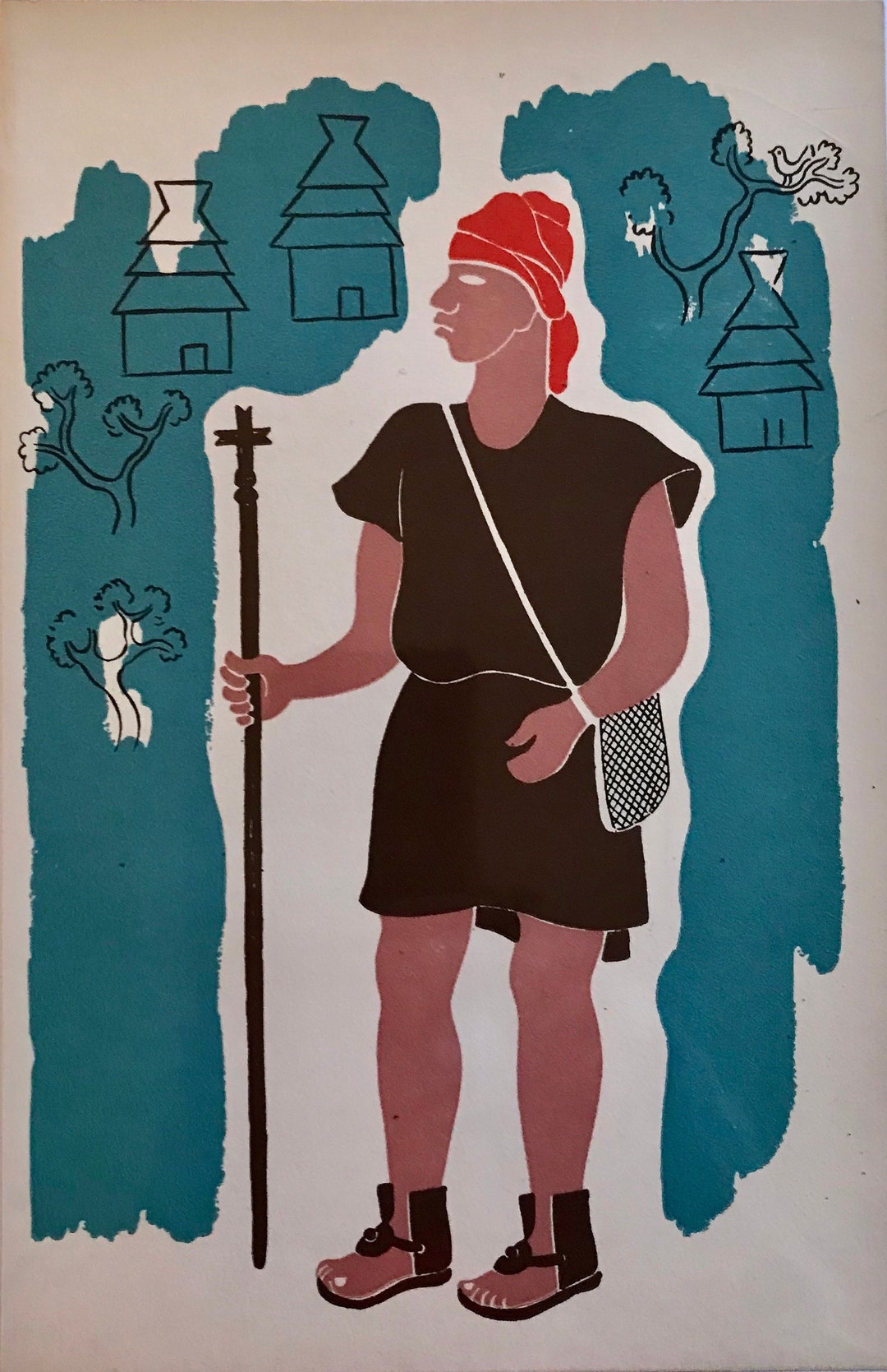 1947 CARLOS MÉRIDA LITHOGRAPH Mexico South America Carnaval Costume ...