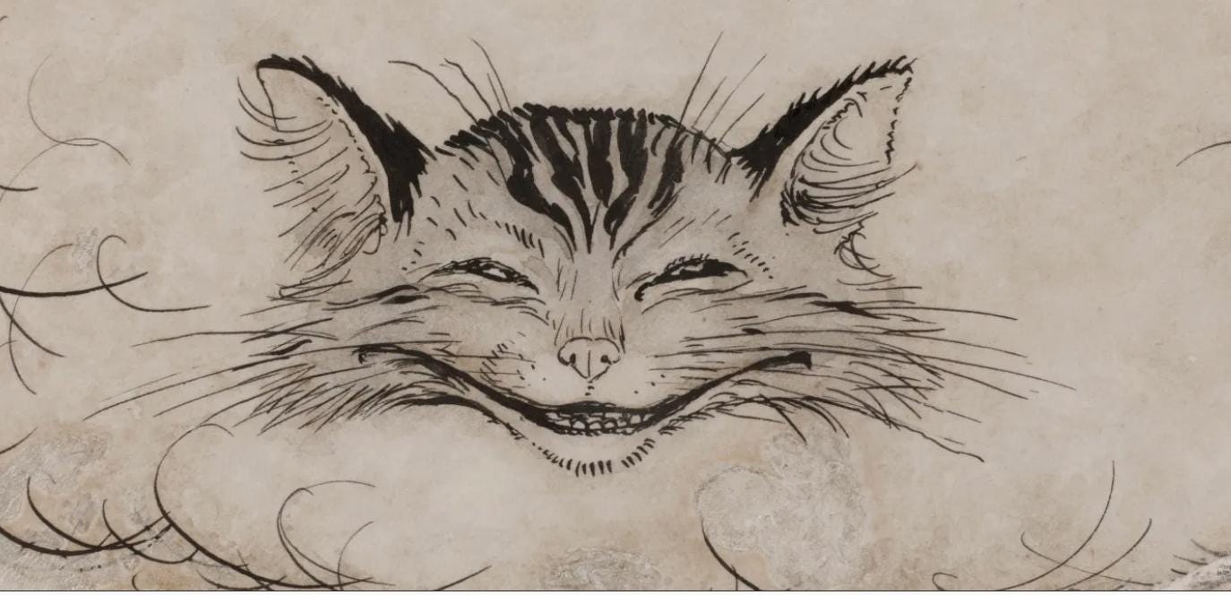 ARTHUR RACKHAM the Cheshire Cat Alice in Wonderland. Printed on ...