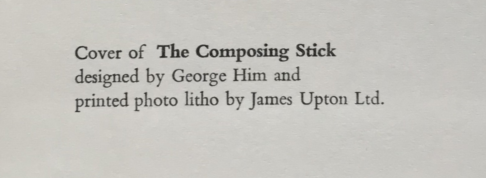 1957 George HIM Lithograph. Cover Image the Composing Stick, James ...