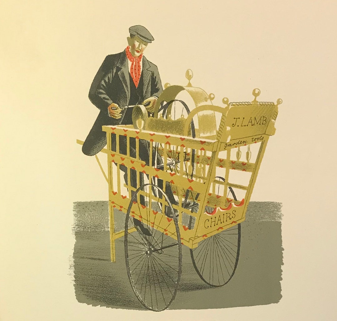 1938 ERIC RAVILIOUS LITHOGRAPH 'high Street-the Knife Grinder' Curwen ...