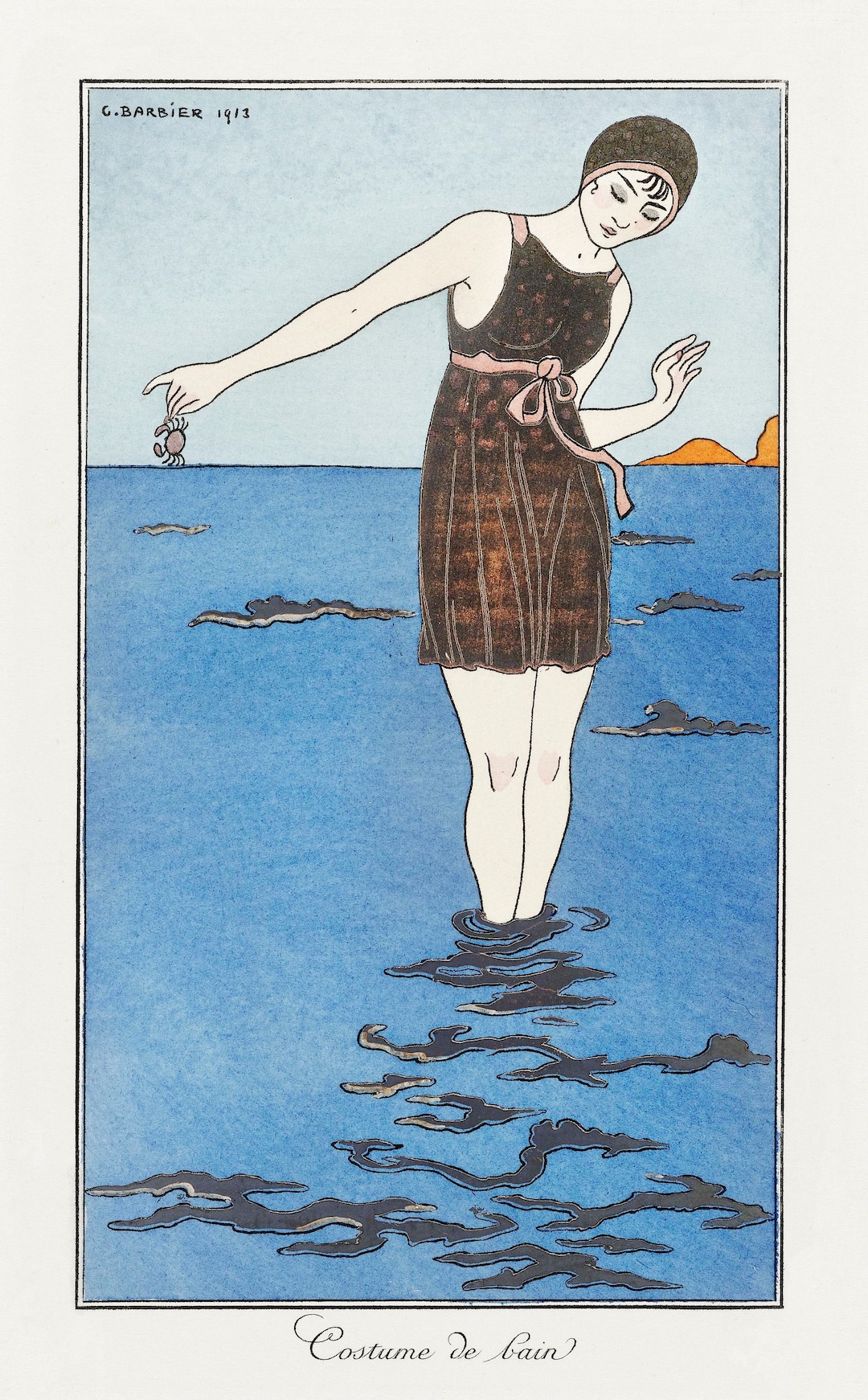 GEORGE BARBIER. Costumes Parisiens. Fashion Illustration. Original in ...