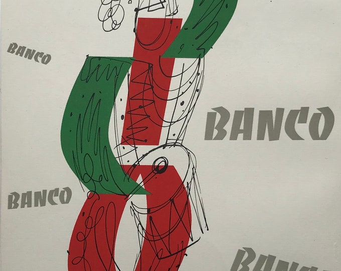 1951 ROGER EXCOFFON Advert for BANCO Fonderie Olive. Italy Paris ...