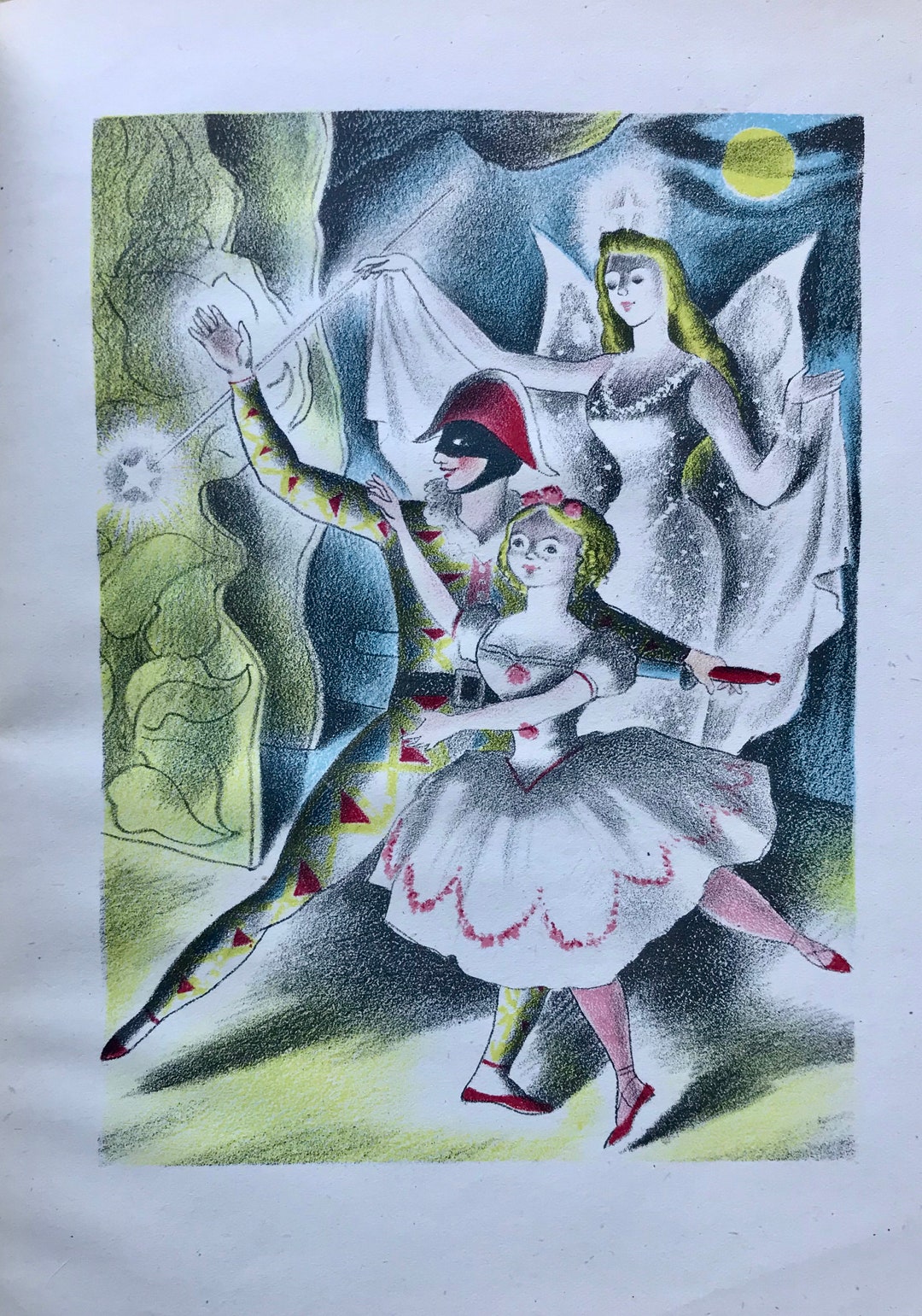 1943 CLARKE HUTTON LITHOGRAPH 'harlequinade' Noel Streatfeild Chiswick ...