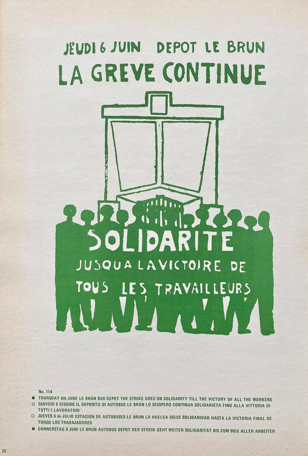 1969 MAY 1968 Paris Revolutionary Poster 'the Strike Goes On ...
