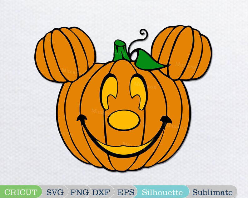Mickey Mouse Head Svg Pumpkin with Ears Png Halloween | Etsy