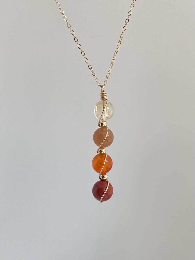 Autumn Necklace With Crystals Citrine Carnelian Sunstone Red Jasper - Etsy