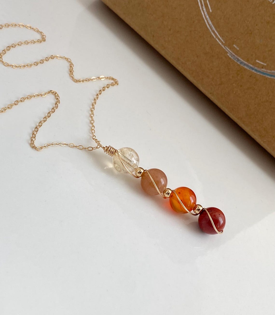 Autumn Necklace With Crystals Citrine Carnelian Sunstone Red Jasper - Etsy