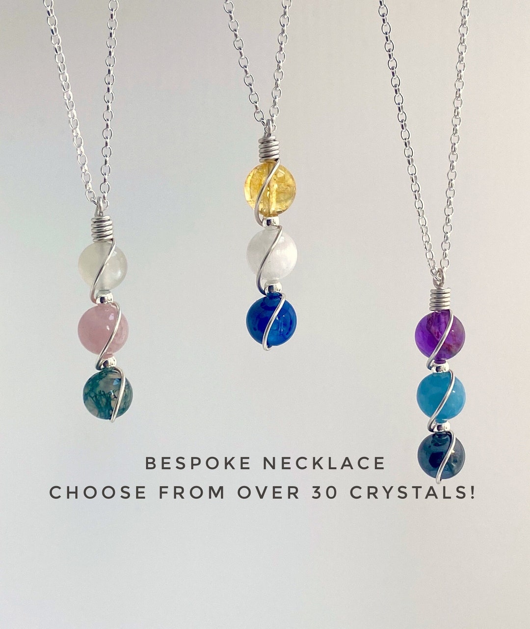 Personalised Crystal Necklace, Choose Your Crystals, 925 Sterling ...