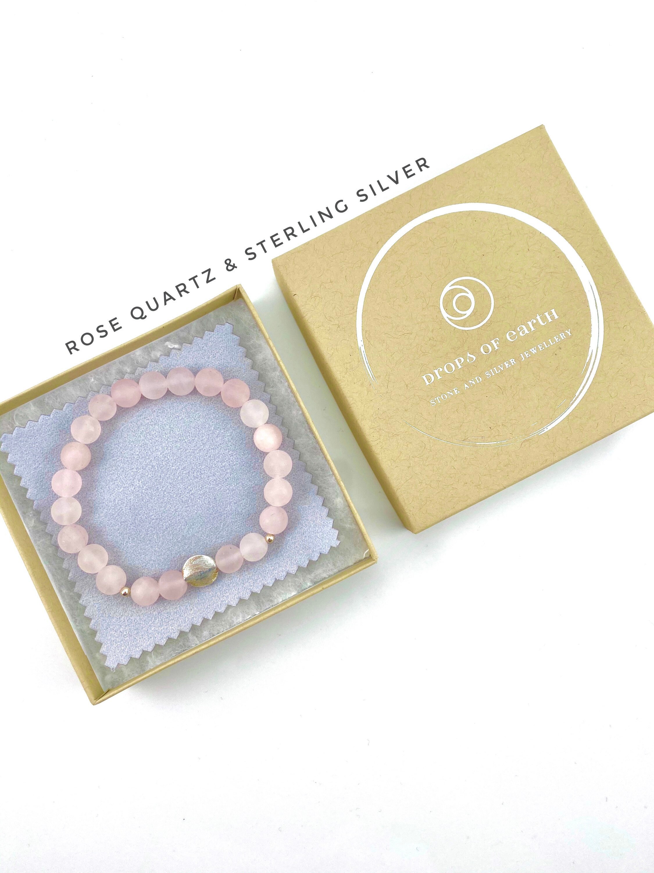 Rose quartz bracelet sterling silver store