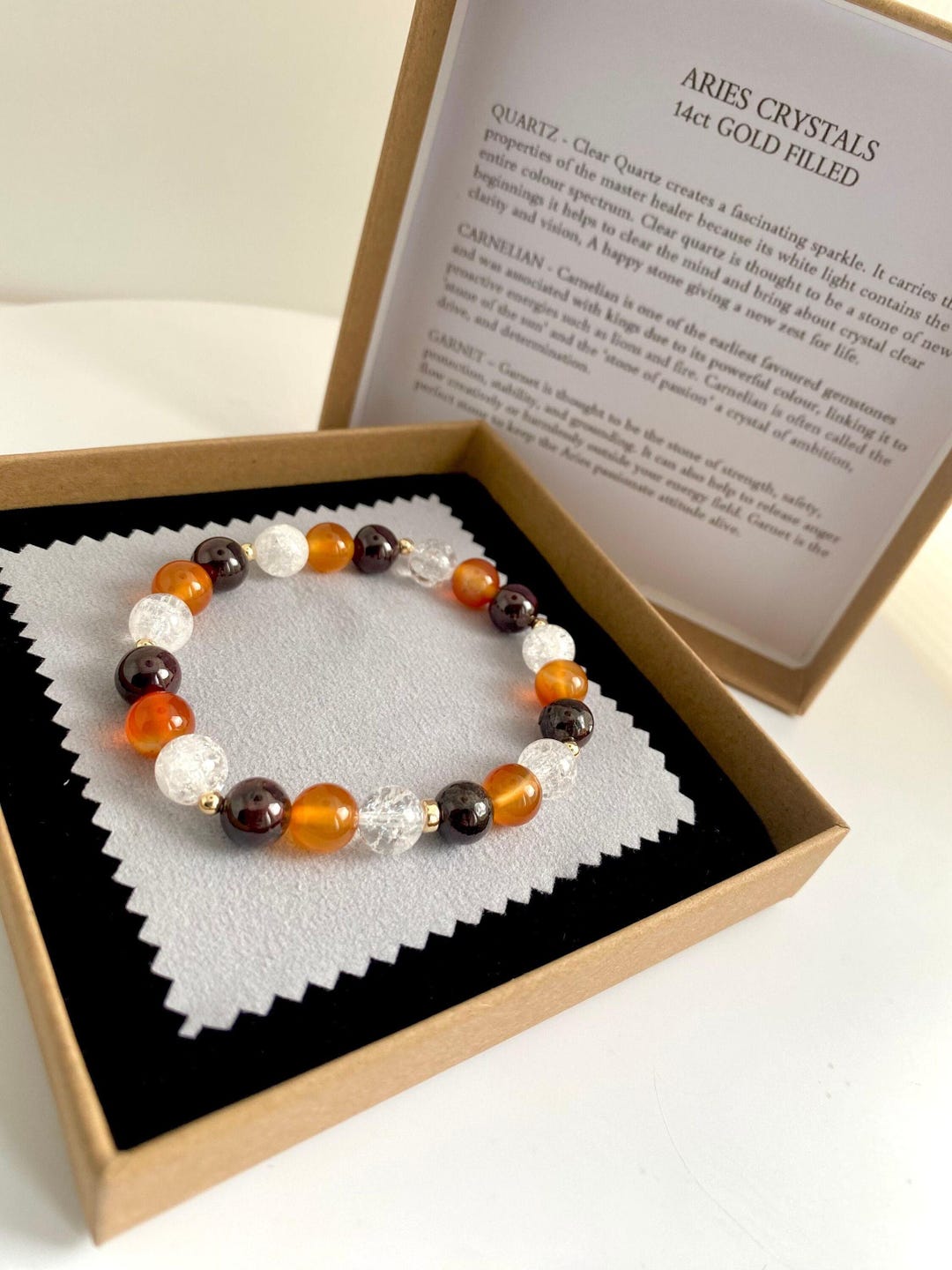 Aries Bracelet: 14ct Gold Filled, Quartz, Carnelian & Garnet - Etsy