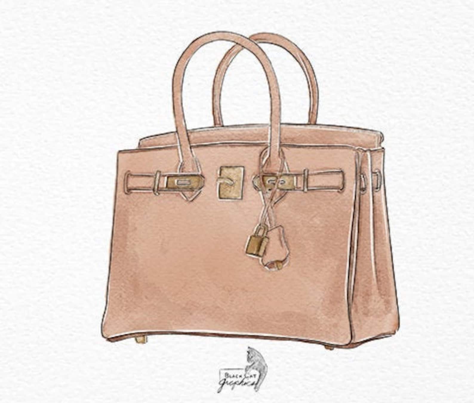 Watercolor Hermes Birkin clipart bag digital clipart | Etsy