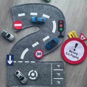 Custom Made Handmade Felt Car Mat Age Number Letter Novelty Car Track ...