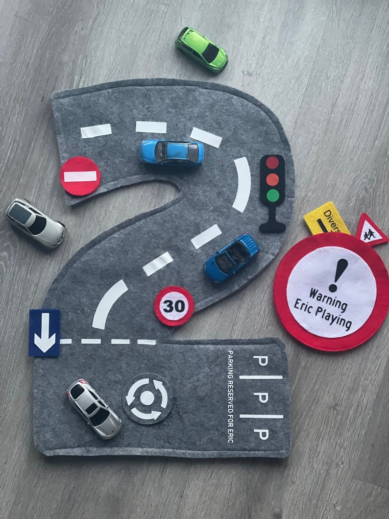Custom Made Handmade Felt Car Mat Age Number Letter Novelty Car Track ...