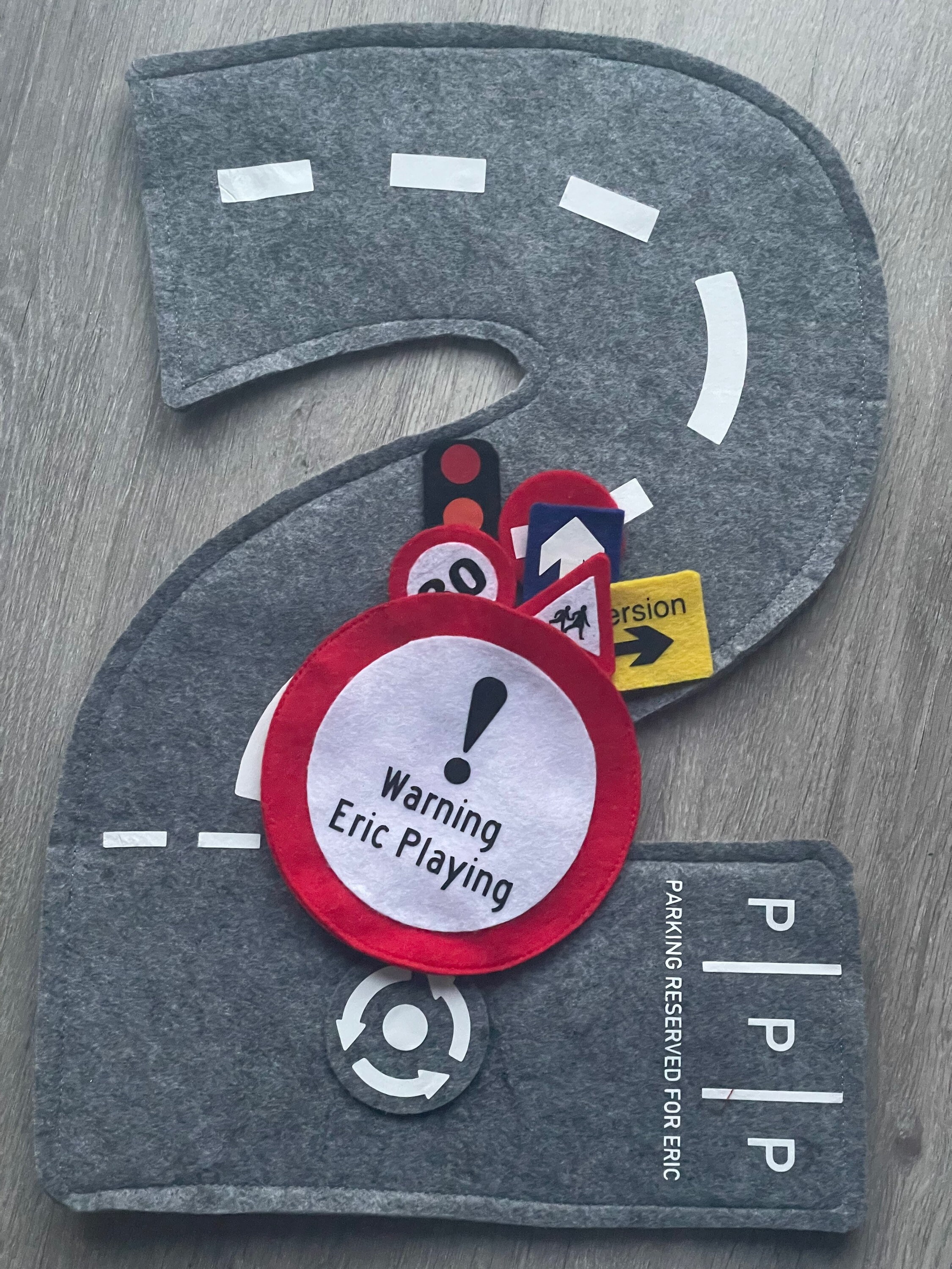 Custom Made Handmade Felt Car Mat Age Number Letter Novelty Car Track ...