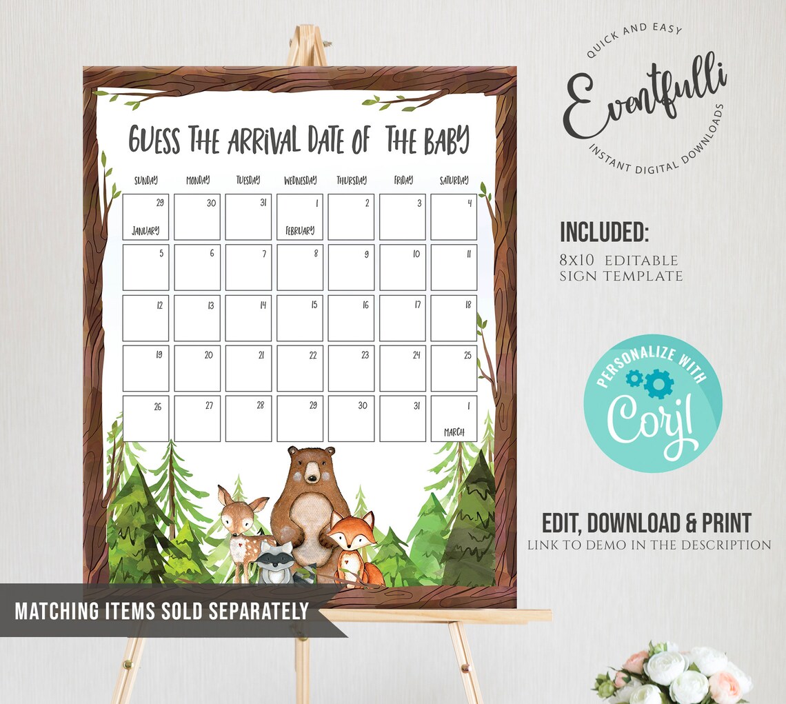 Woodland Baby Shower Game Woodland Animals Baby Shower Game | Etsy