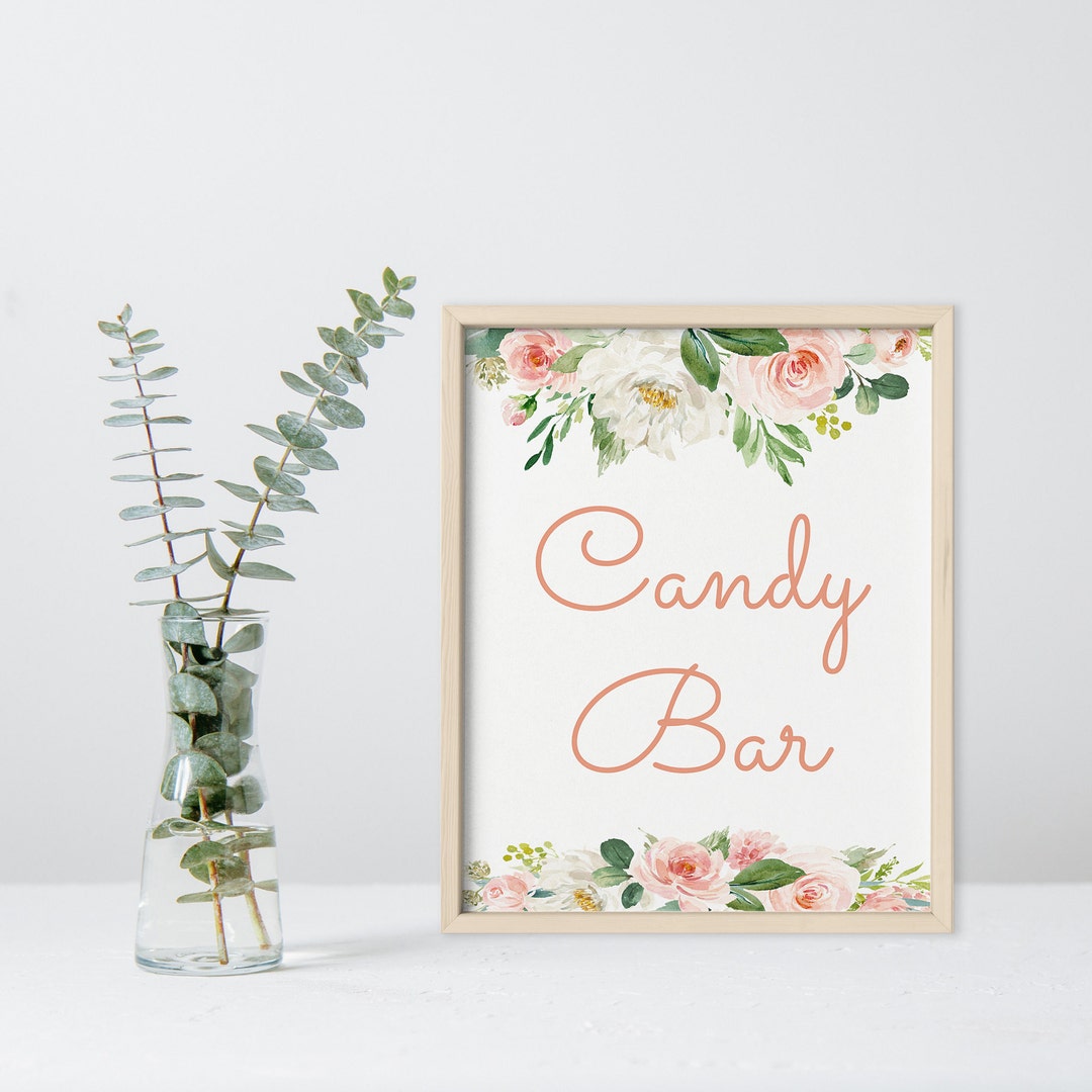 Floral Candy Bar Sign Digital Download Instant Download 8 X 10 Inch JPG ...