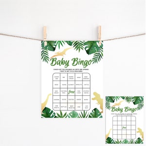 EDITABLE Baby Shower Bingo Dinosaur Sign Dinosaur Baby Shower Dinosaur ...