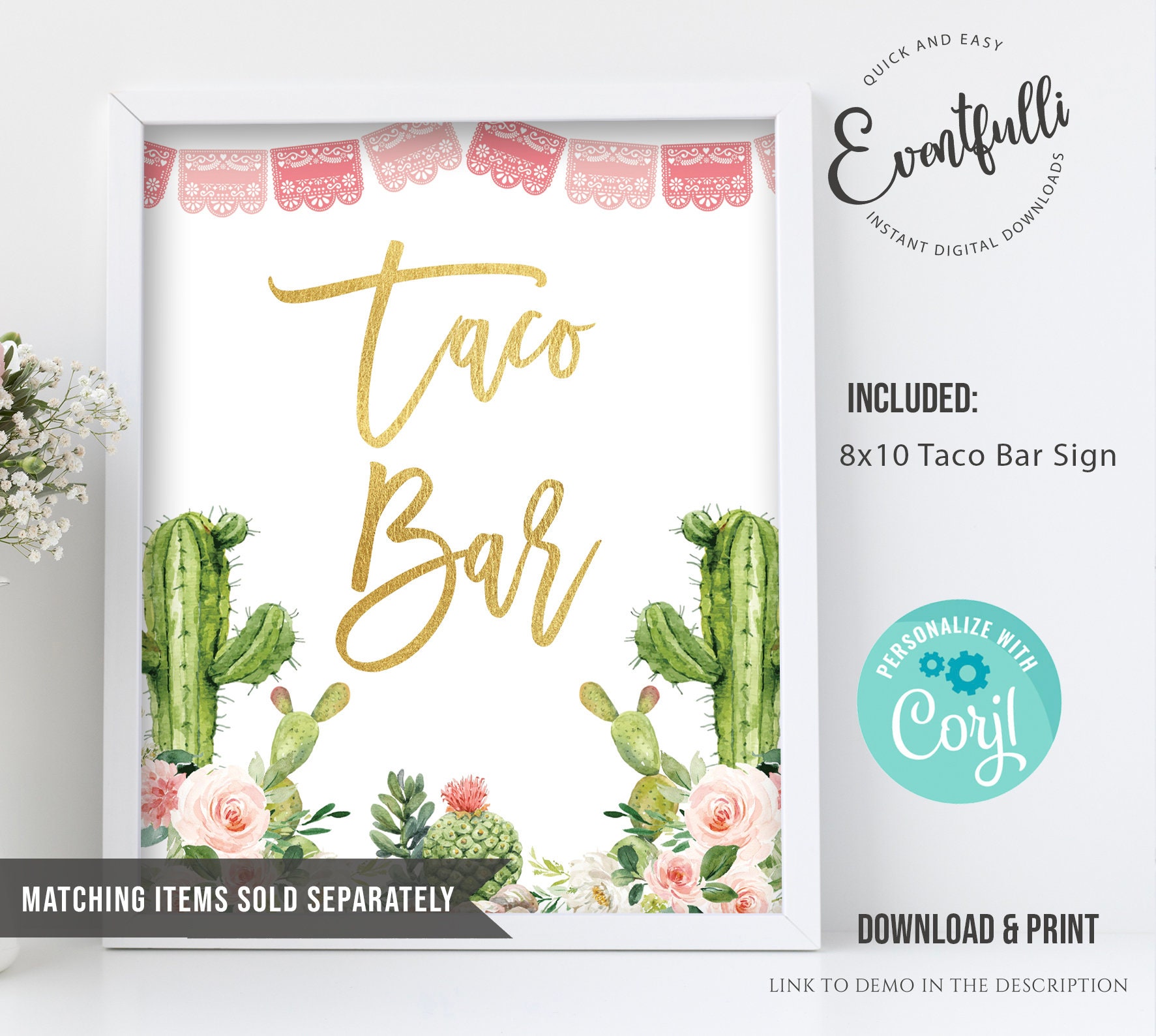 Taco Bar Sign Baby Shower Sign Build A Taco Bar Sign Taco Baby | Etsy