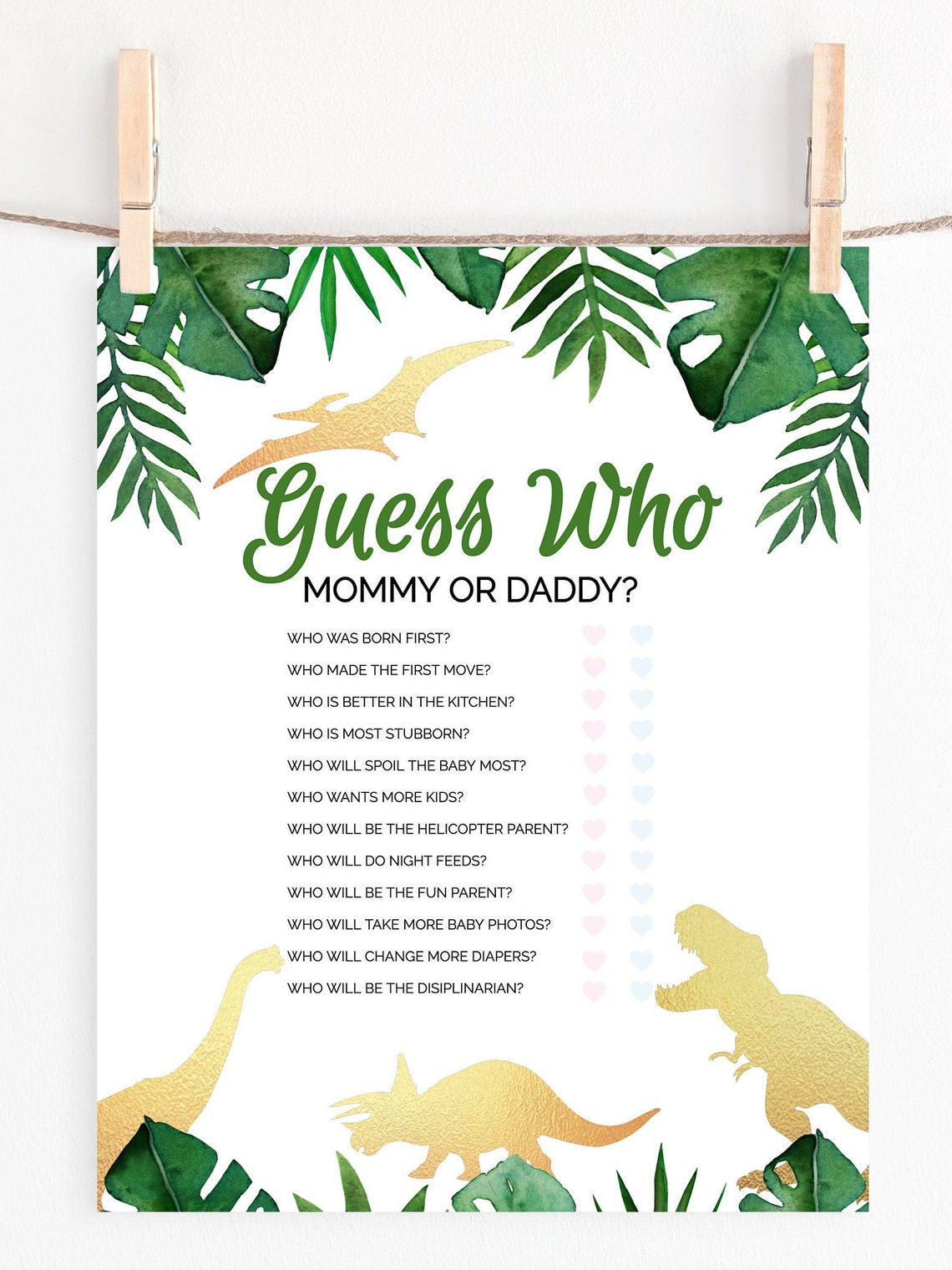 EDITABLE Guess Who Sign Dinosaur Printable Baby Shower Games Guess Who ...