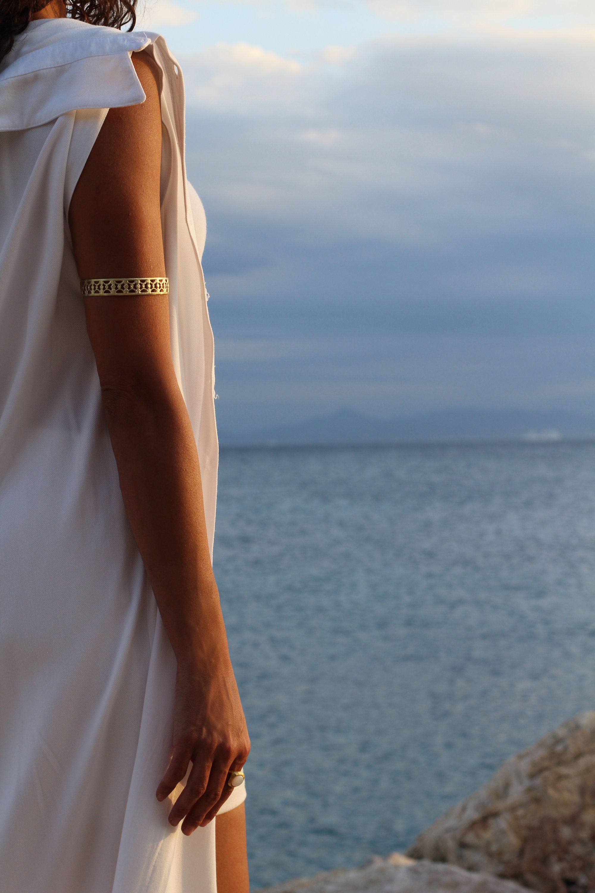 Gold Boho Chic Armlet, Bronze Arm Cuff, Ancient Greece Arm Bracelet ...