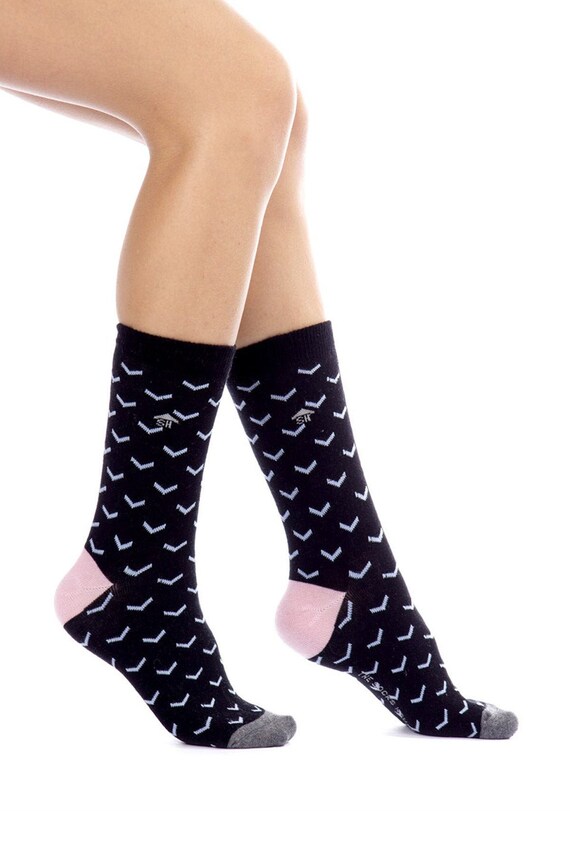 Inverse Triangle Design Socks Black Pattern Socks Trendy | Etsy