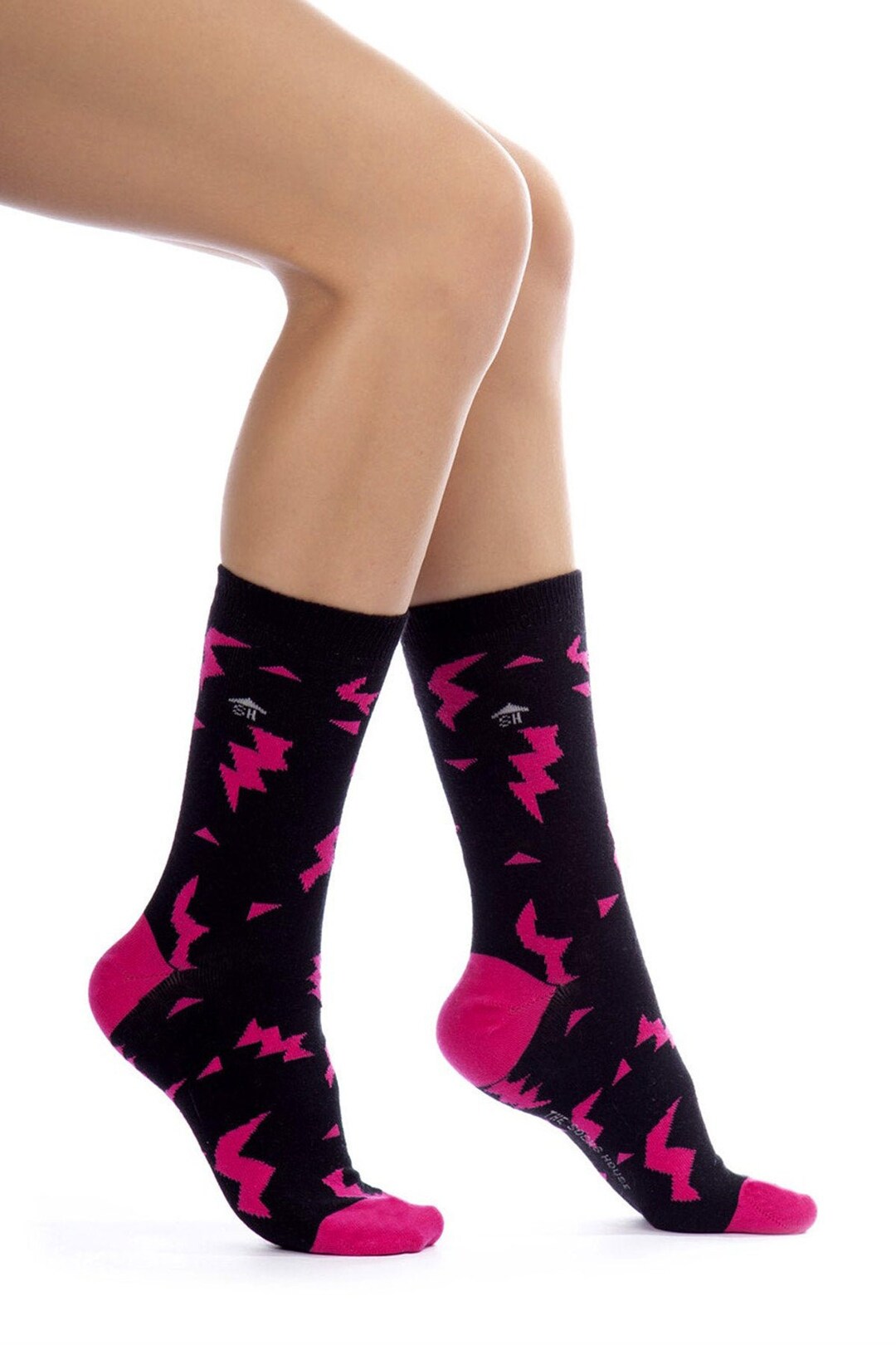 Pink Thunder Design Socks, Pink Thunder Pattern Socks, Novelty Socks ...