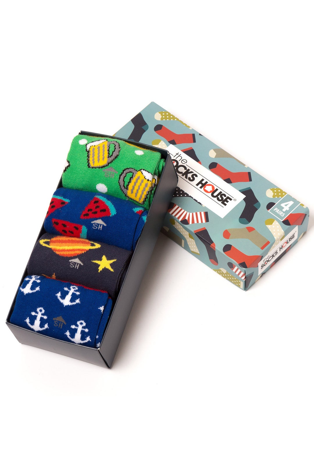 Men Theme Gift Set With 4 Pairs, Pack of 4 Novelty Socks for Men ...