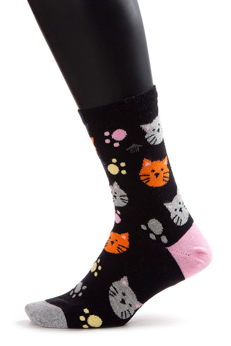 Cat Design Socks, Cat Face Pattern Socks, Cat Lover Gift, Cute Socks ...