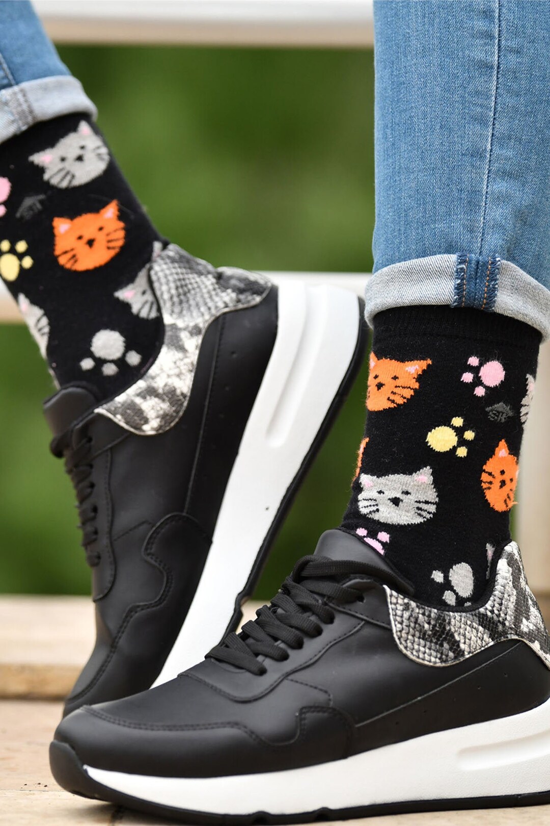 Cat Design Socks, Cat Face Pattern Socks, Cat Lover Gift, Cute Socks ...