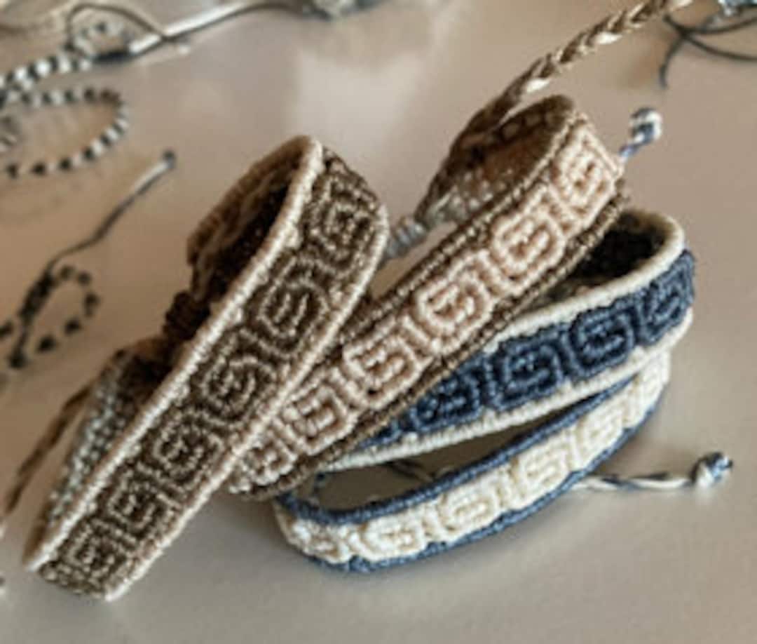 Adjustable Unisex Macrame Wristband - Antique Boho & Hippie's Waxed ...