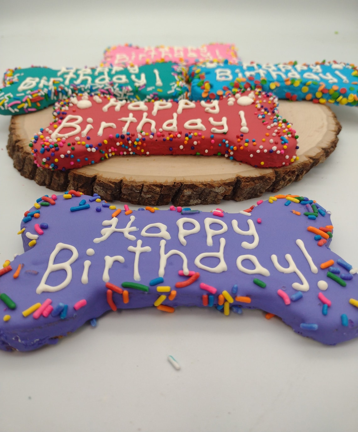 Happy Birthday Dog Bone Large Dog Treat Colorful Birthday - Etsy