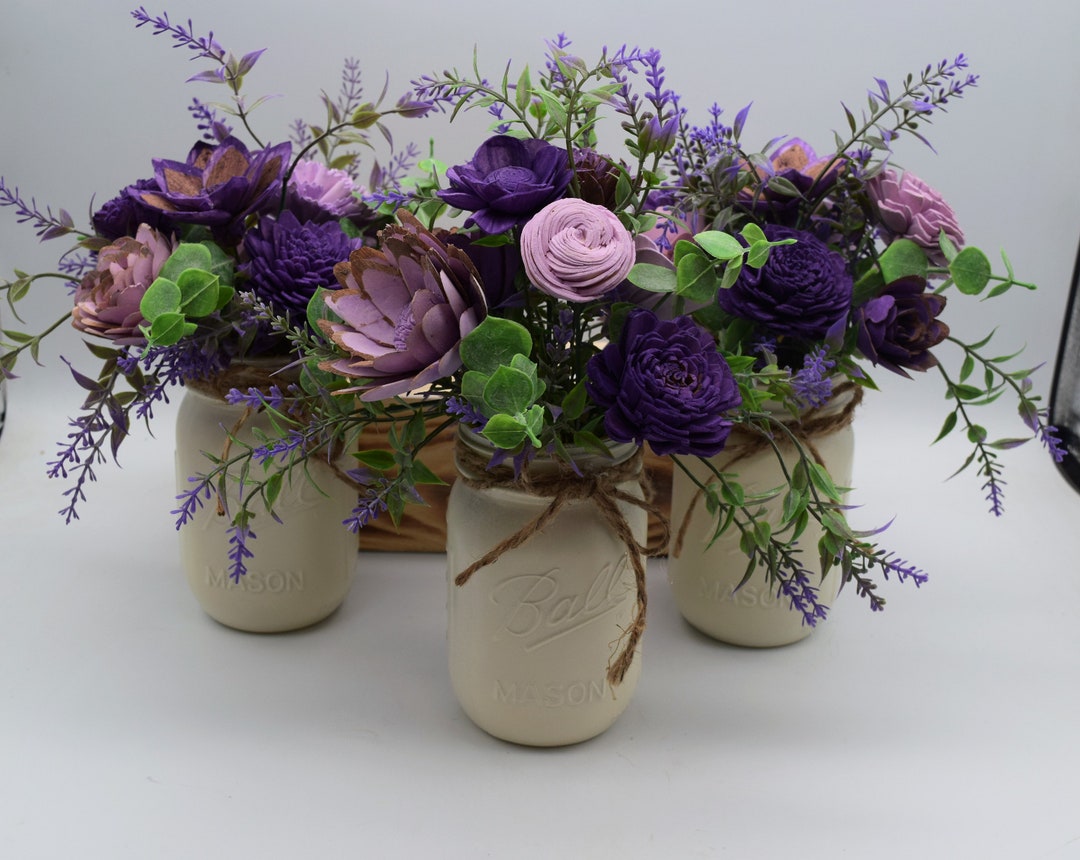 Sola Wood Flower Trio Arrangement, Wooden Flowers, Wood Bouquet, Rustic ...