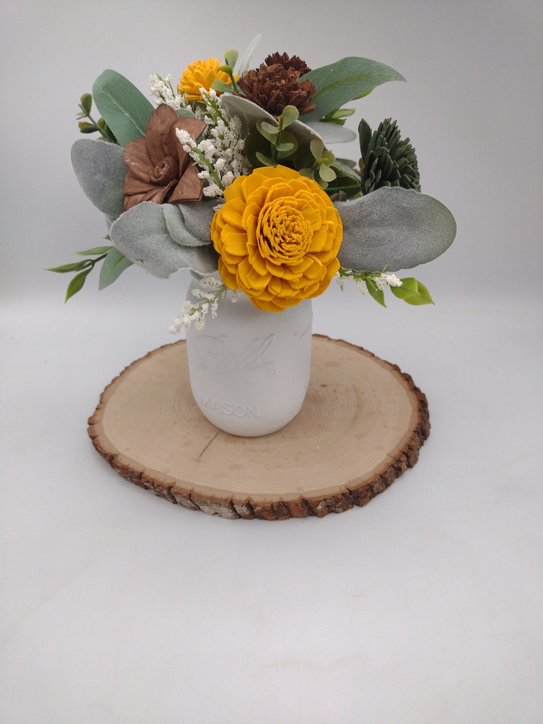 Wood Flower Arrangement, Wooden Flower Bouquet, Sola Flower Decor, Wood ...