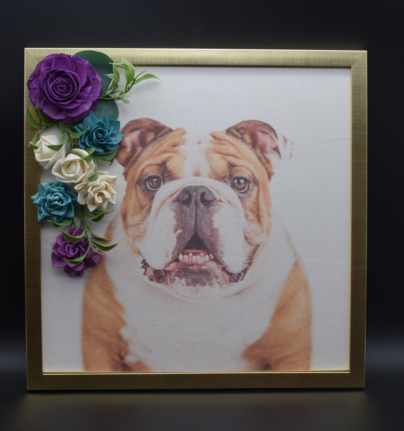 Bulldog Wall Decor Bulldog With Sola Wood Flowers Home - Etsy