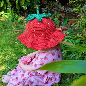 Crochet Strawberry Sunhat Pattern: Baby Toddler Child Adult (PDF ...