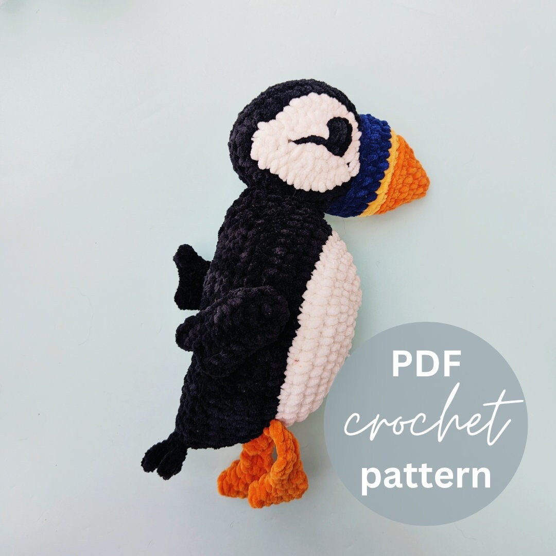 Crochet Pattern Puffin Plushie. Low Sew Crochet Amigurumi Pattern ...