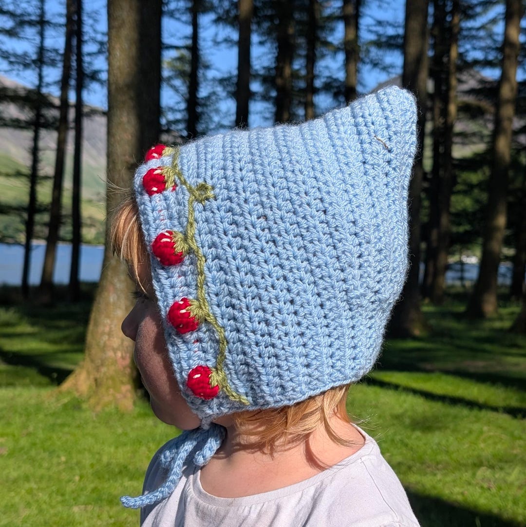 Crochet Strawberry Pixie Bonnet: Newborn Baby Toddler Pixie Hat in ...