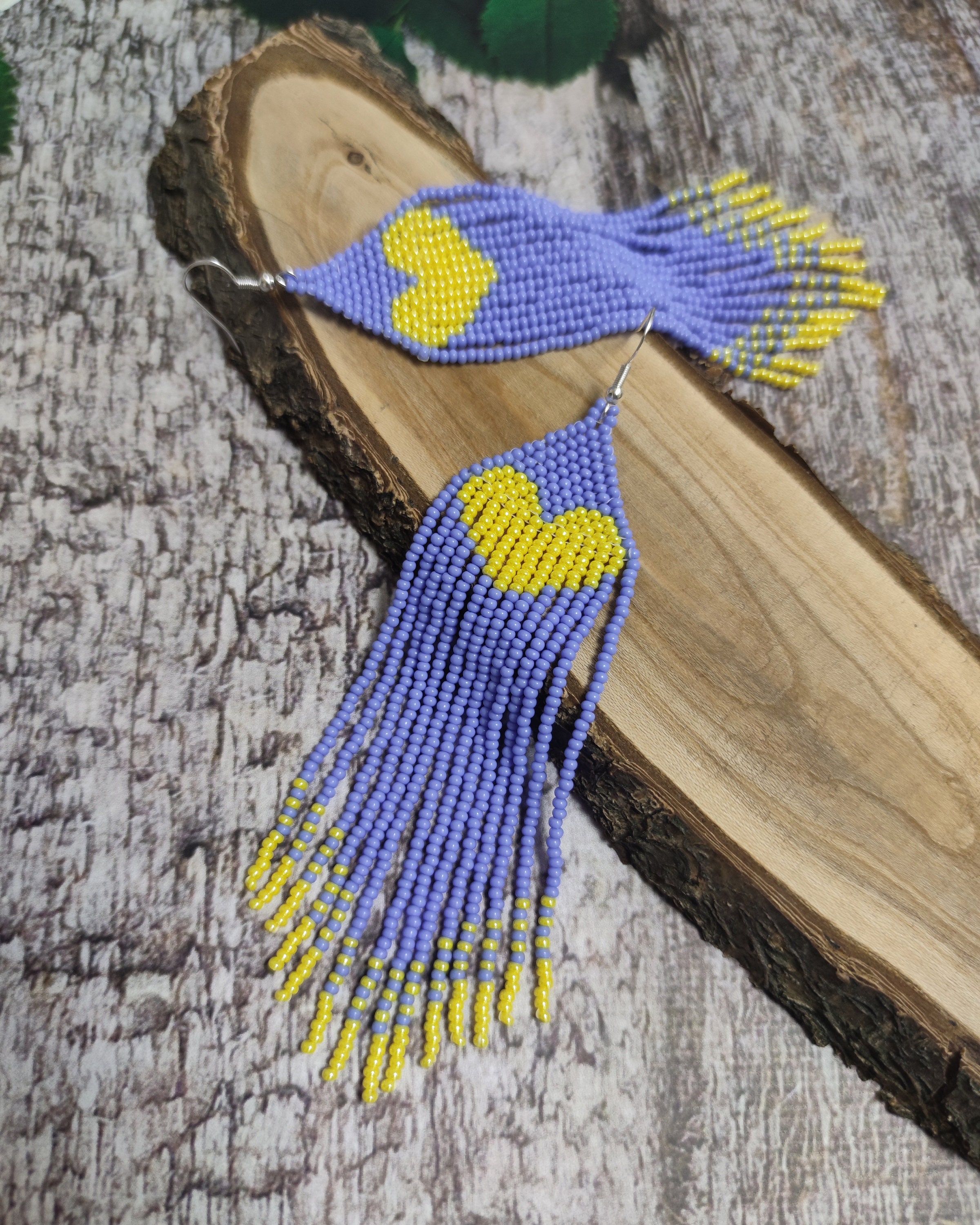 Ukrainian Beaded Earrings Ukraine Flag Earrings Fringe | Etsy