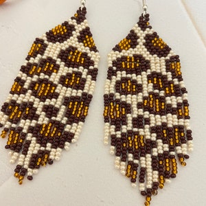 Leopard Beaded Earrings Animal Print Earrings Bead Earrings Leopard ...