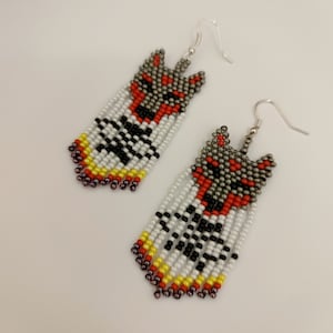 Seed Bead Earrings Wolf Earrings Native Earrings Peyote Earrings Animal ...