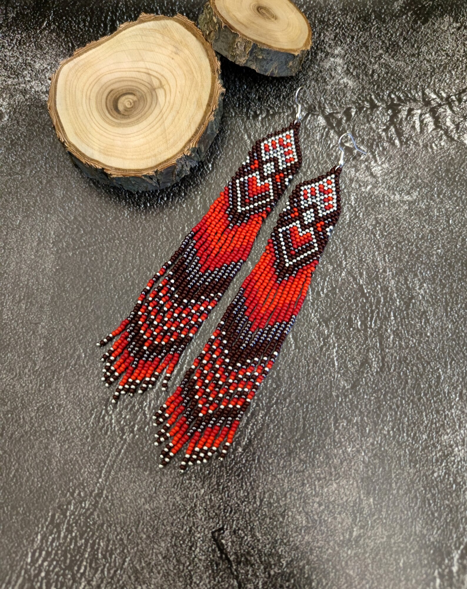 Beaded Earrings Native Beaded Earrings Long Beaded Earrings - Etsy