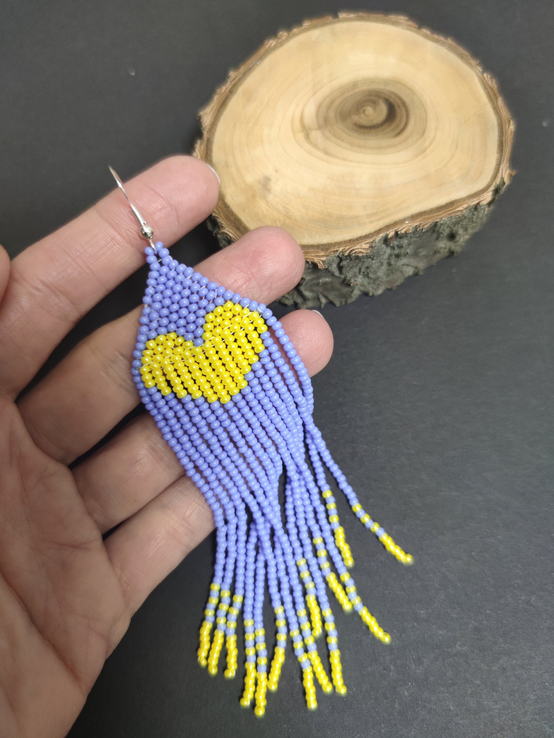 Ukrainian Beaded Earrings Ukraine Flag Earrings Fringe | Etsy