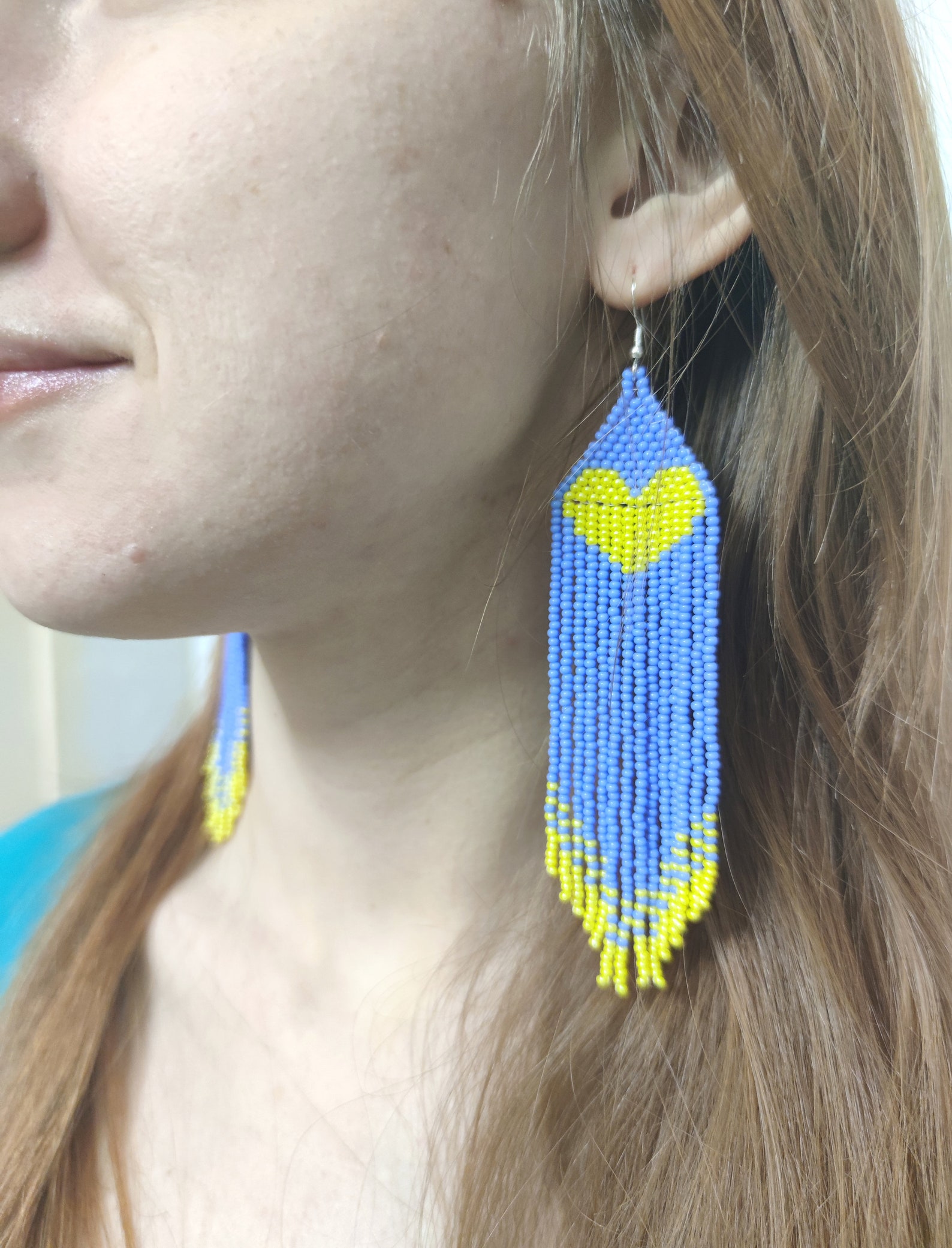 Ukrainian Beaded Earrings Ukraine Flag Earrings Fringe | Etsy