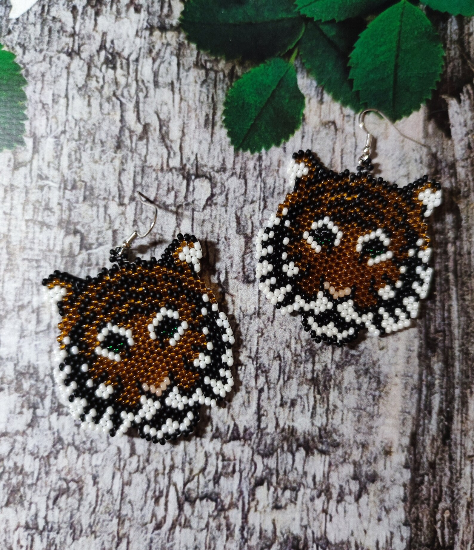 Tiger Beaded Earrings Native Earrings Bead Seeds Earrings Boho Earrings ...